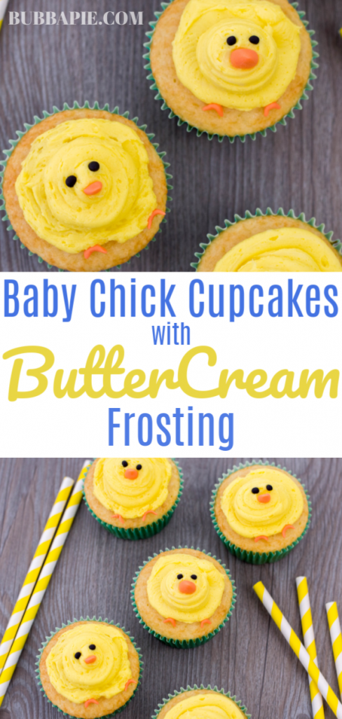 Baby Chick Cupcakes with Homemade Buttercream Frosting - BubbaPie