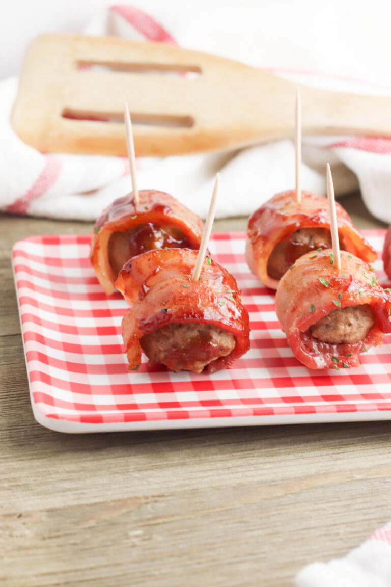 Easy Bacon Wrapped Meatballs - BubbaPie